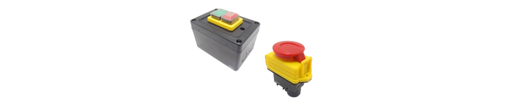 Electromagnetic safety pushbuttons with undervoltage coil