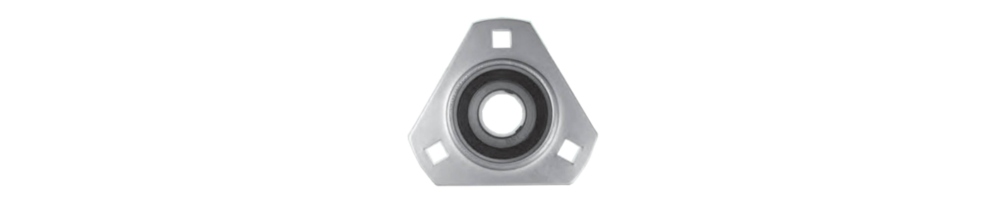 Triangular flange supports with bearings already mounted in stamped ...