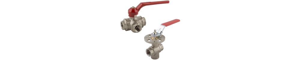 3- way ball ball type shut-off valves pneumatic lever and handle | ADAJUSA