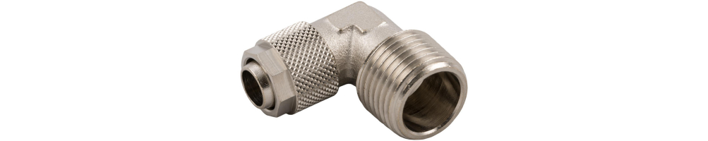 "L" shaped Fittings with conical and metric male pneumatic thread quick ...